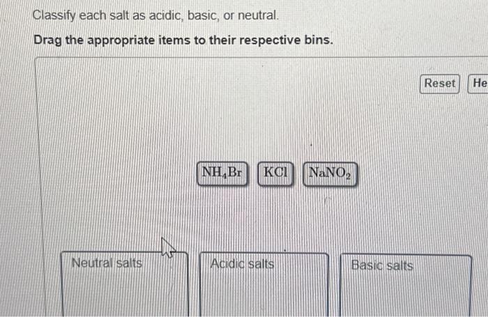 Solved Classify each salt as acidic, basic, or neutral. Drag | Chegg.com