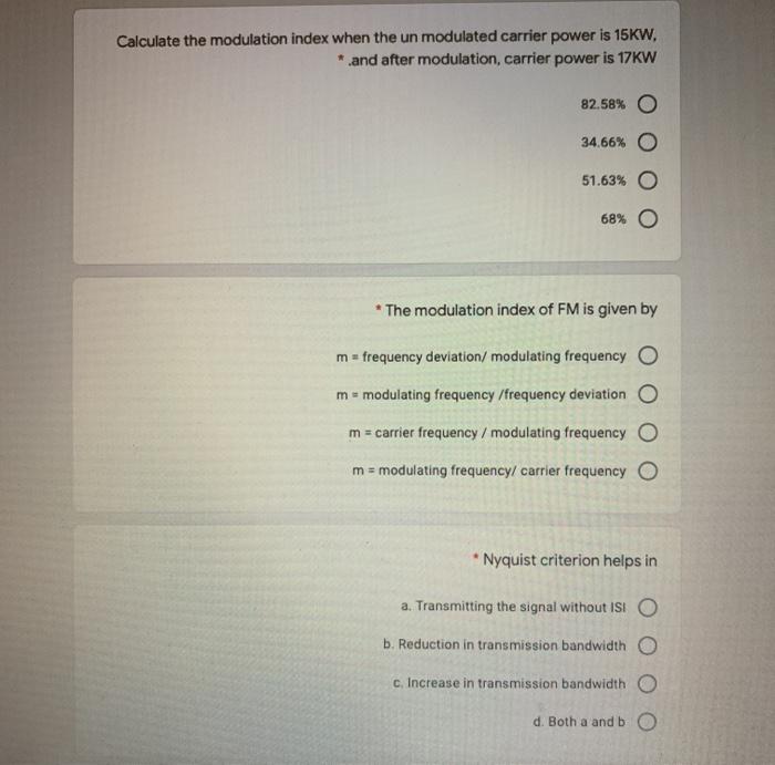 Solved Calculate the modulation index when the un modulated | Chegg.com