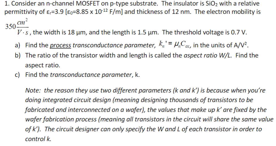 Solved Consider an n-channel MOSFET on p-type substrate. The | Chegg.com