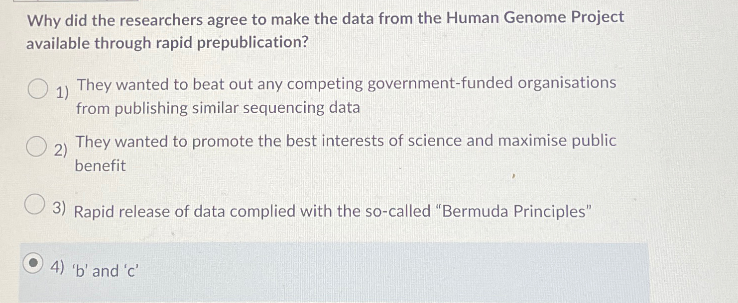 Solved Why did the researchers agree to make the data from | Chegg.com