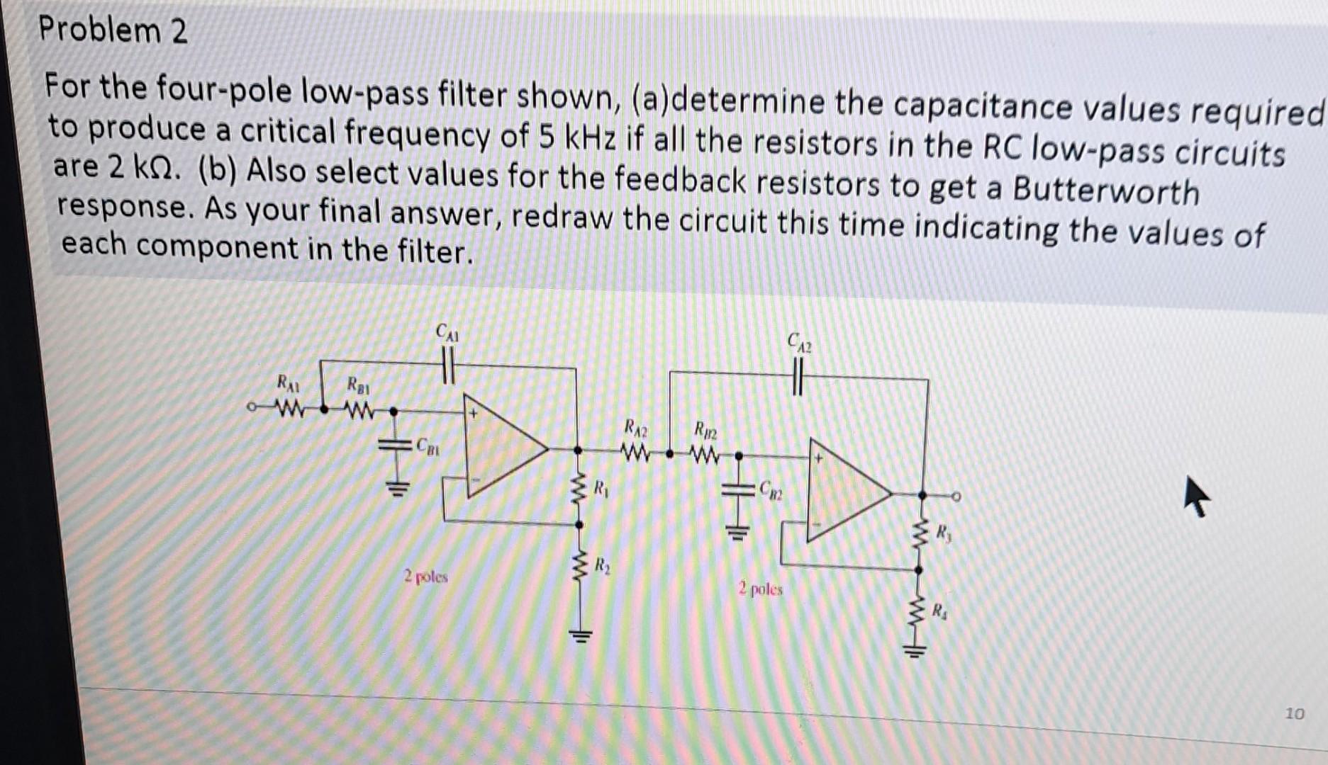 Solved For the four-pole low-pass filter shown, (a)determine | Chegg.com