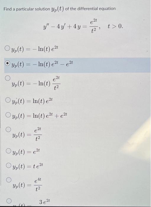 Solved Find a particular solution yp(t) of the differential | Chegg.com