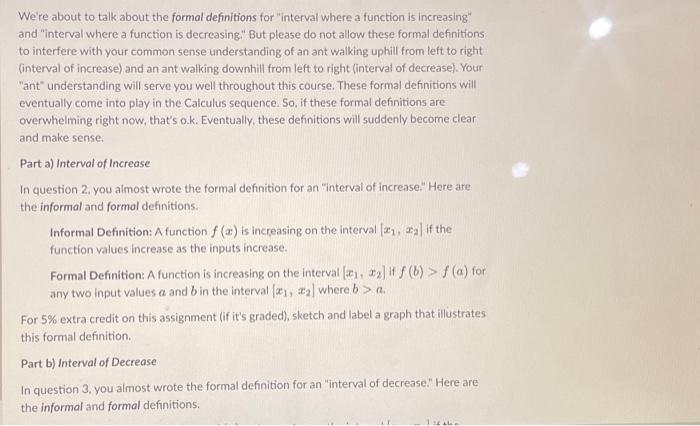 Solved We're about to talk about the formal definitions for | Chegg.com