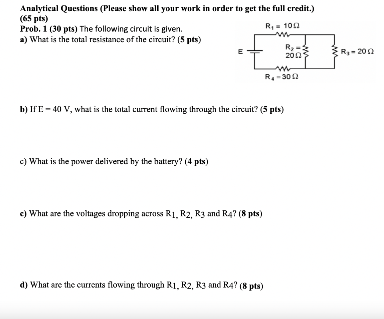 Solved Analytical Questions (Please show all your work in | Chegg.com