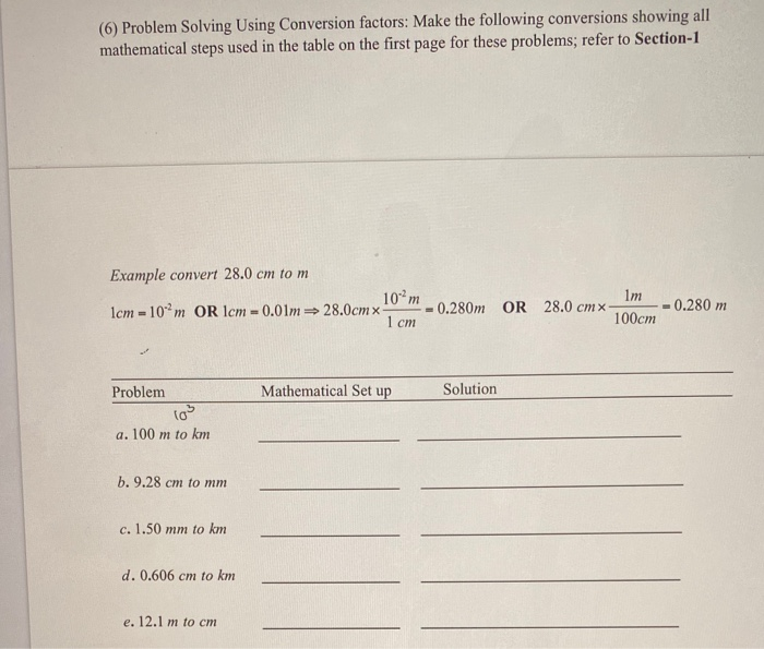 Solved (6) Problem Solving Using Conversion factors: Make | Chegg.com