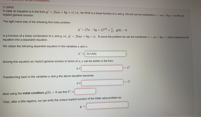 Solved (1 point) Given the first order IVP y' + 6y = So, 0 1 | Chegg.com