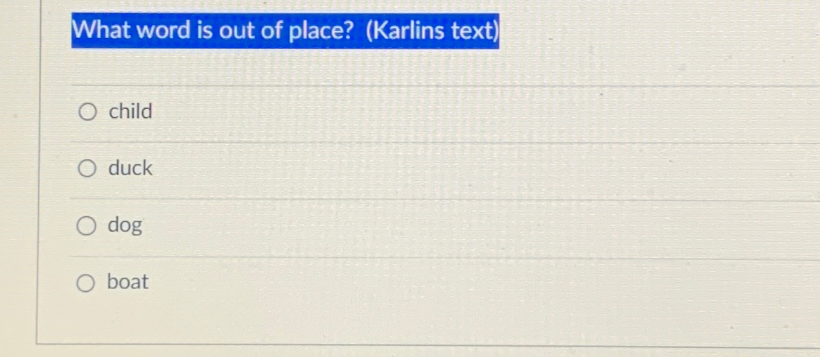 Solved What word is out of place? (Karlins | Chegg.com