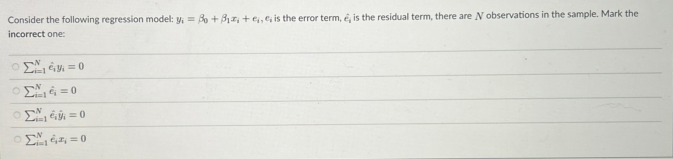 Solved Consider the following regression model: | Chegg.com