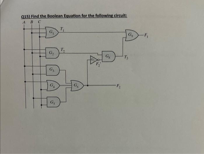 Solved 015) Find the Boolean Equation for the following | Chegg.com