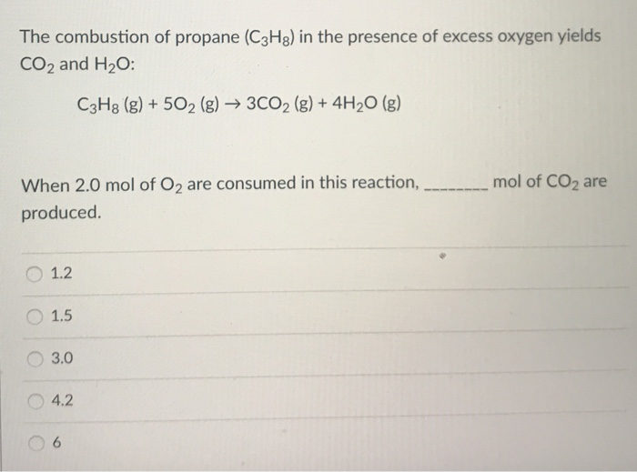 Solved The combustion of propane (C3H8) in the presence of | Chegg.com