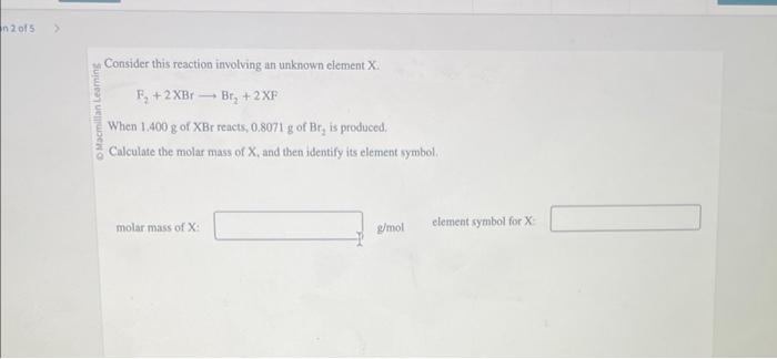 Solved Consider this reaction involving an unknown element | Chegg.com