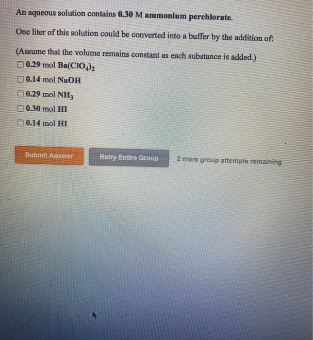 Solved An aqueous solution contains 0.30 M ammonium | Chegg.com