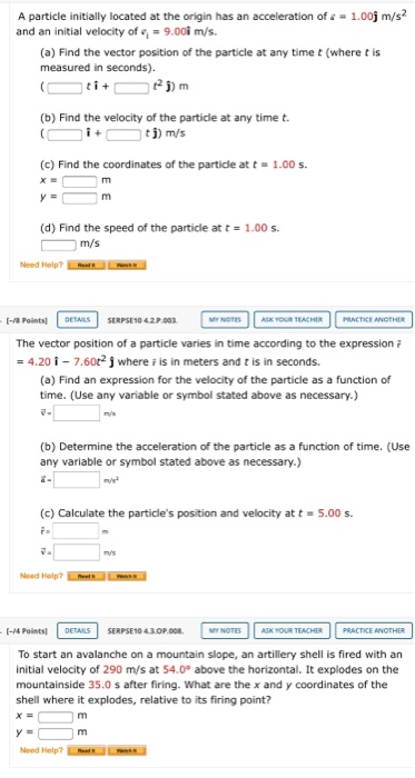 Solved A particle initially located at the origin has an | Chegg.com
