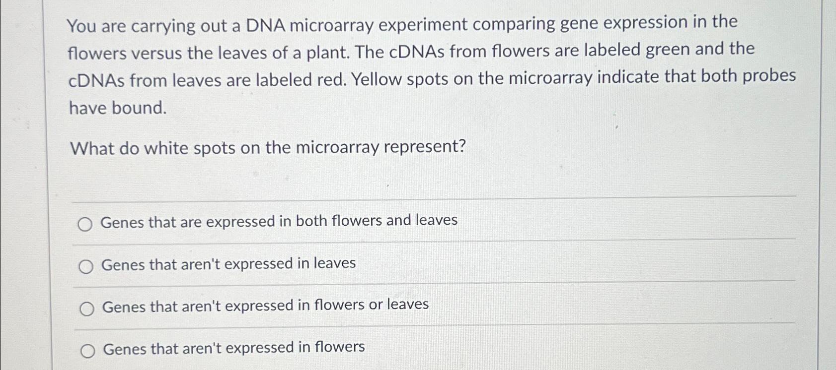 Solved You are carrying out a DNA microarray experiment | Chegg.com