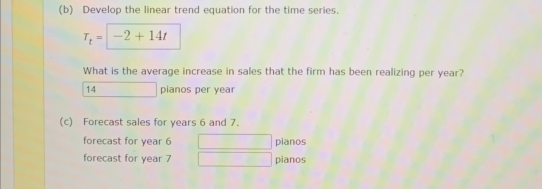 Solved (b) ﻿Develop the linear trend equation for the time | Chegg.com