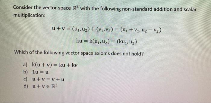 Solved Consider the vector space R2 with the following | Chegg.com