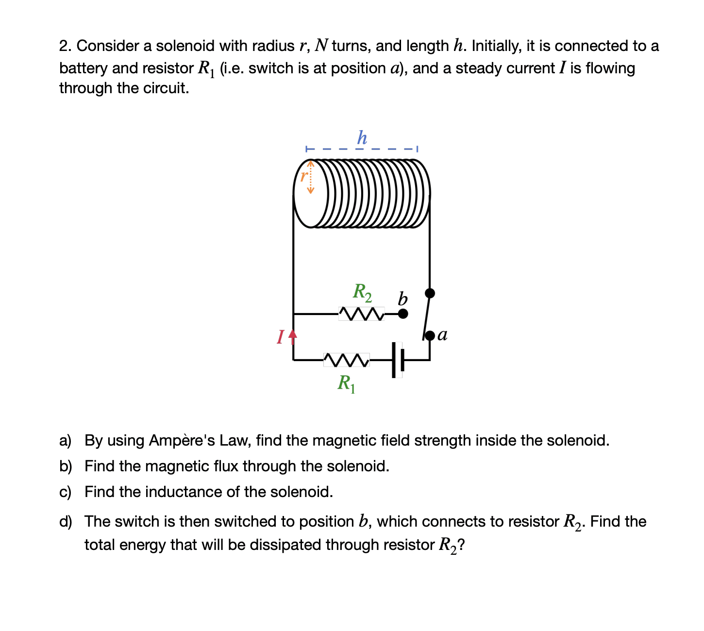 Solved Consider a solenoid with radius r,N ﻿turns, and | Chegg.com