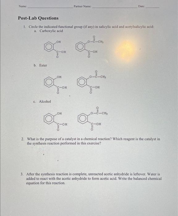 Solved Name: Partner Name: Date: Post-Lab Questions 1. | Chegg.com
