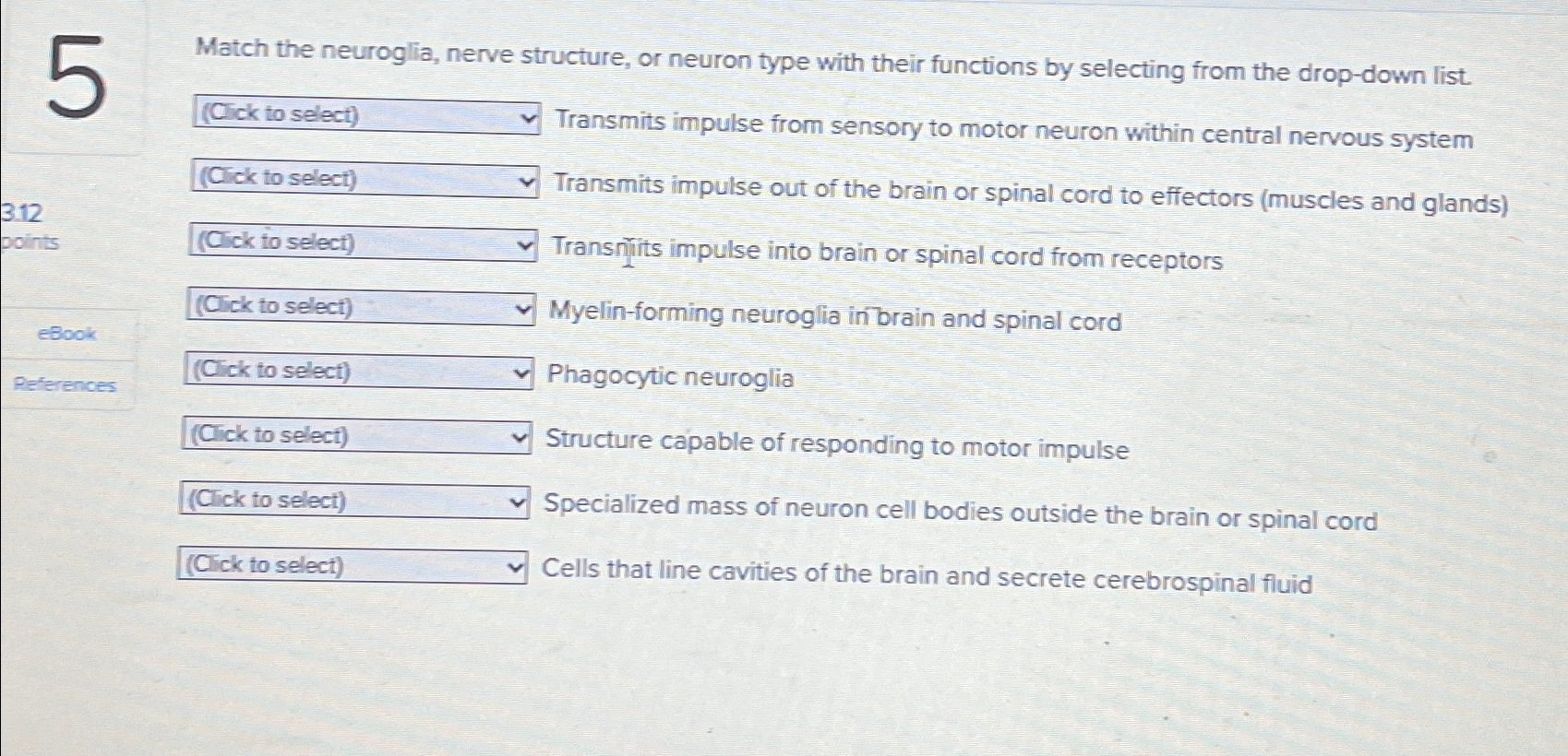 Solved Match the neuroglia, nerve structure, or neuron type | Chegg.com