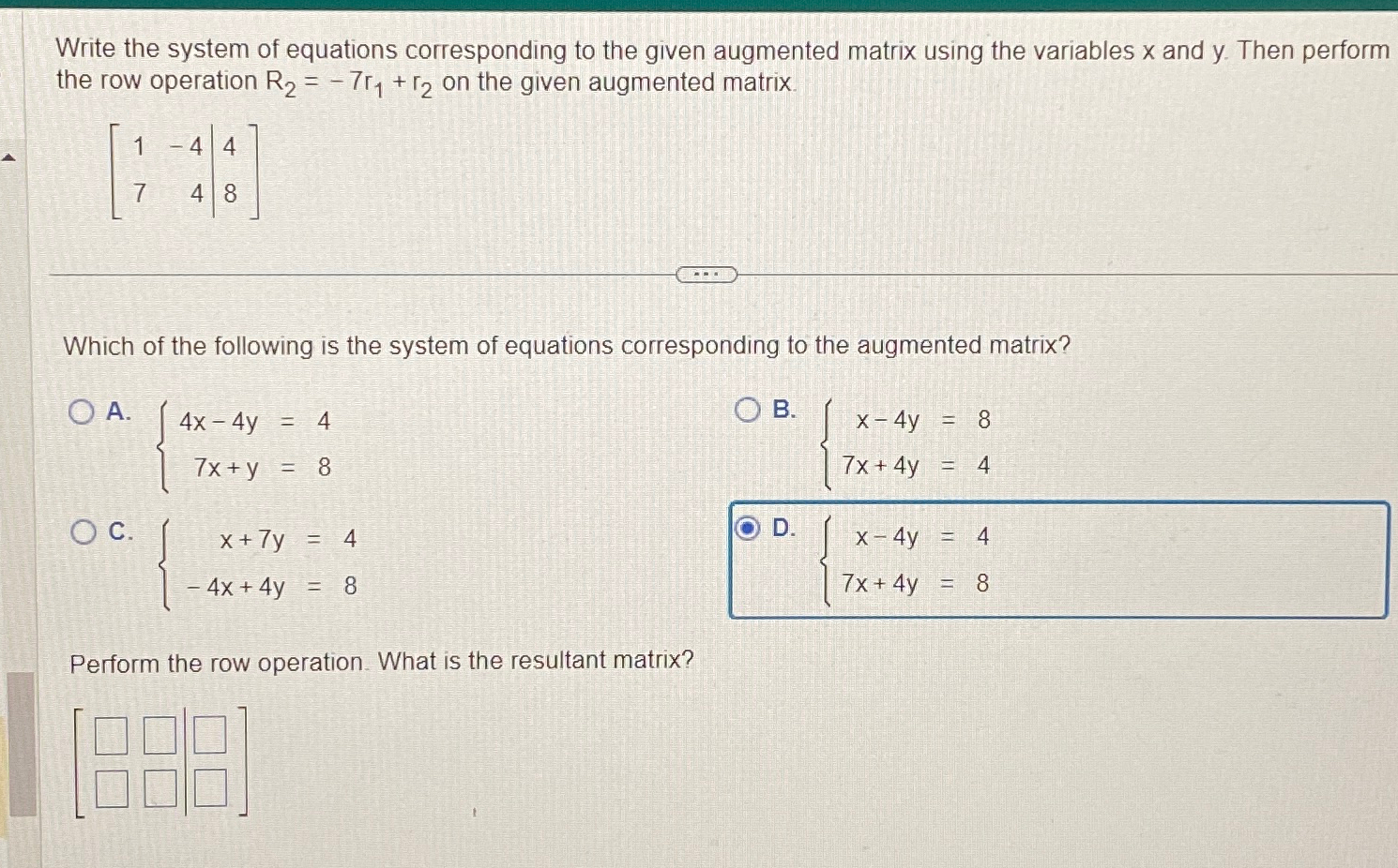 Solved Write the system of equations corresponding to the | Chegg.com