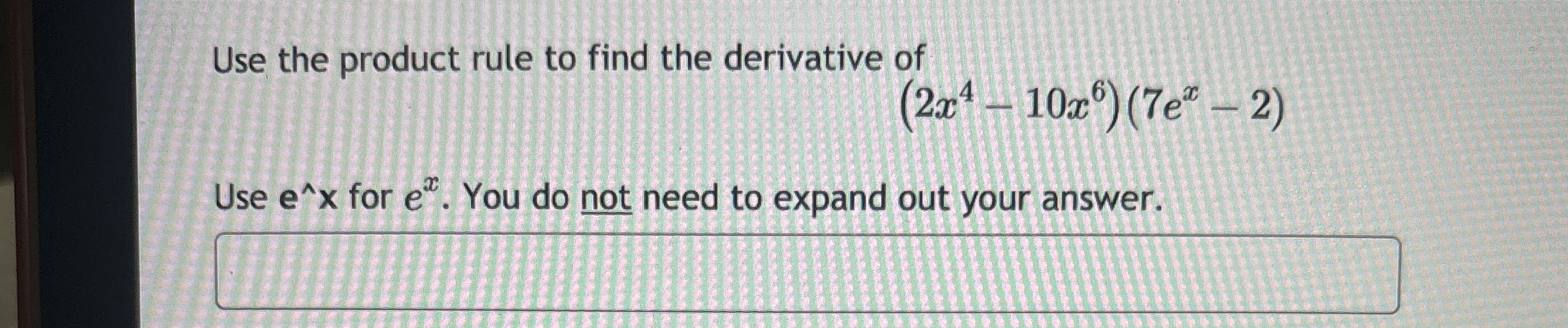 Solved Use the product rule to find the derivative | Chegg.com