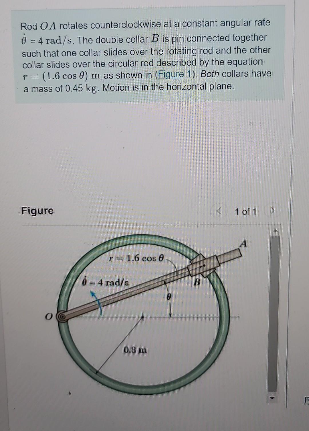 Solved Rod OA rotates counterclockwise at a constant angular | Chegg.com