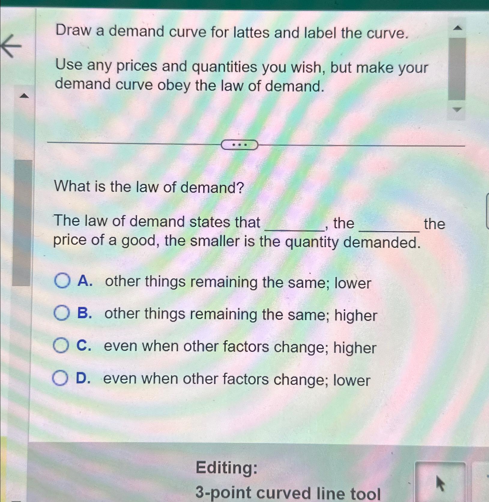 Solved Draw a demand curve for lattes and label the | Chegg.com
