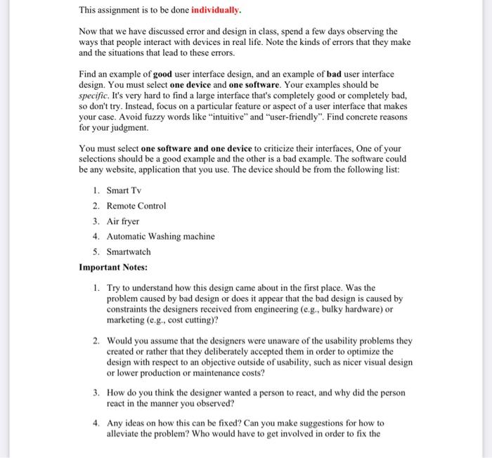 Solved This assignment is to be done individually. Now that | Chegg.com