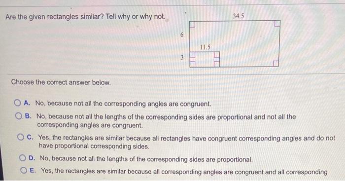 Solved Are the given rectangles similar? Tell why or why | Chegg.com