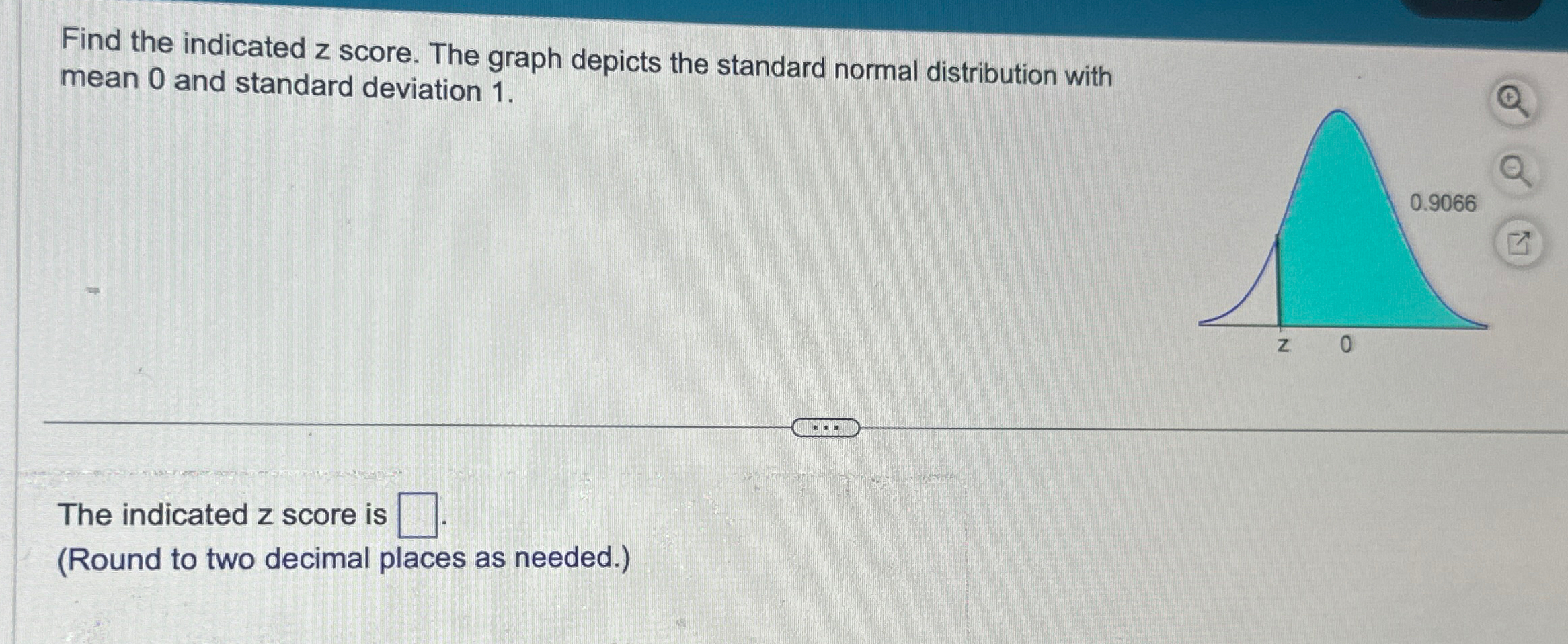 Solved Find the indicated z ﻿score. The graph depicts the | Chegg.com