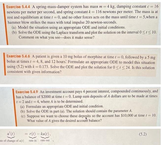 Solved Exercise 5.4.4 A spring-mass-damper system has mass | Chegg.com