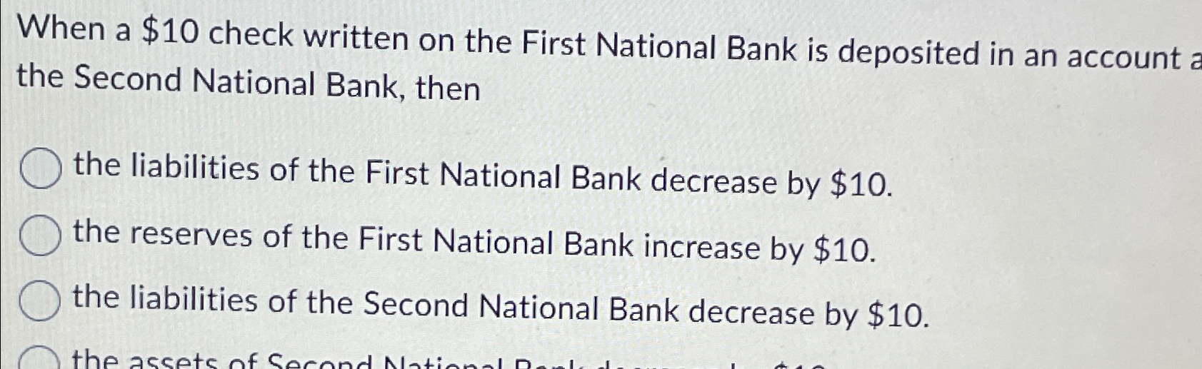 Solved When a $10 ﻿check written on the First National Bank | Chegg.com