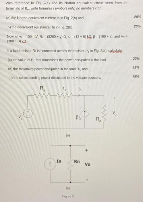 Solved With reference to Fig. 2(a) and its Norton equivalent | Chegg.com