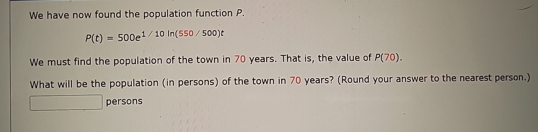 We have now found the population function | Chegg.com