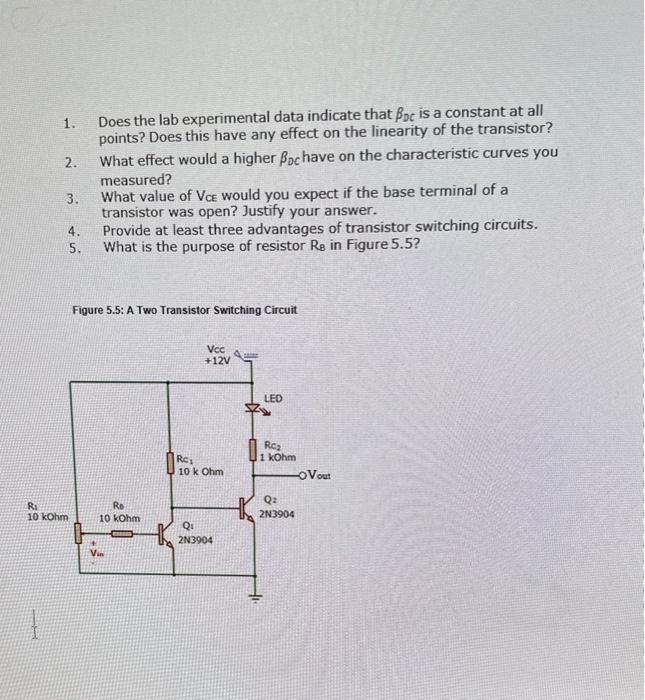Solved 1. Does the lab experimental data indicate that βDC | Chegg.com
