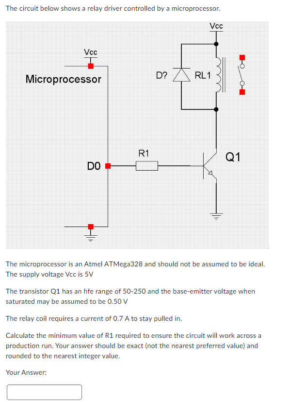 Solved The microprocessor is an Atmel ATMega328 ﻿and should | Chegg.com