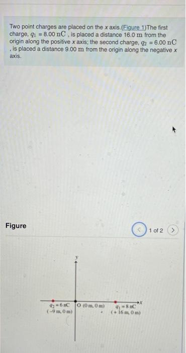 Solved Two point charges are placed on the x axis. (Figure | Chegg.com