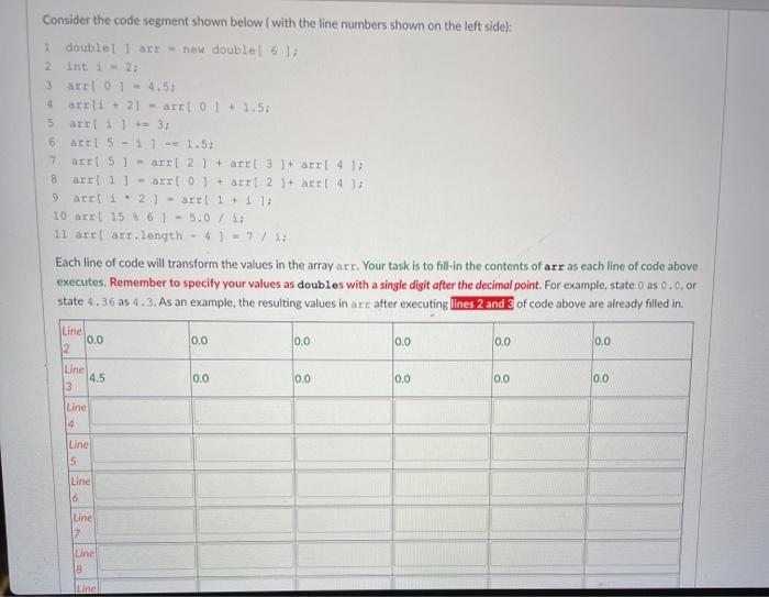 Solved 4 Consider the code segment shown below (with the | Chegg.com