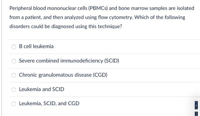 Solved Peripheral blood mononuclear cells (PBMCs) and bone | Chegg.com