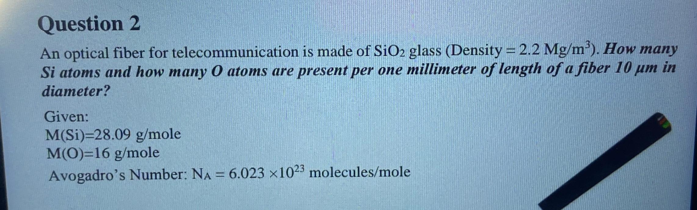 Solved Question 2An optical fiber for telecommunication is | Chegg.com