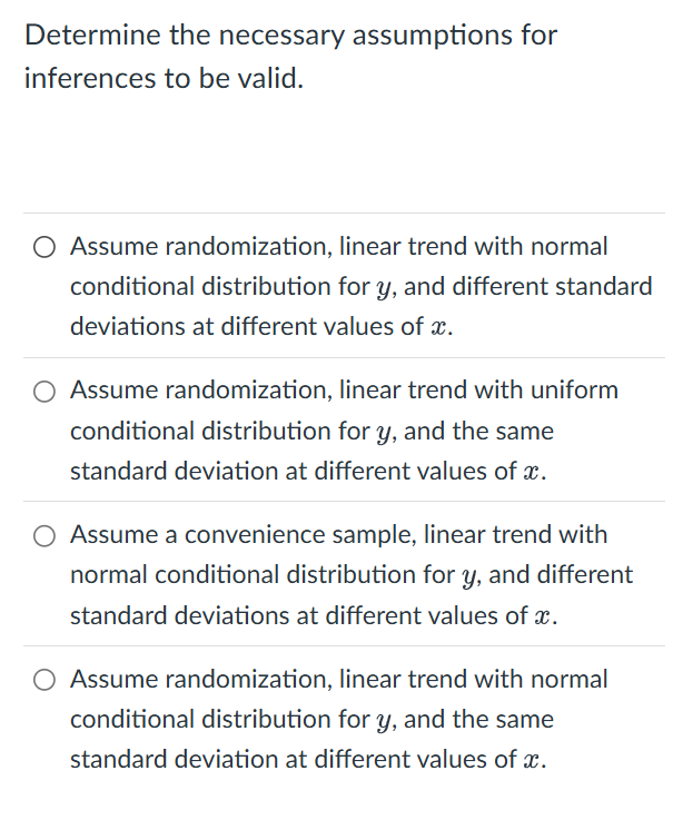 Solved Determine the necessary assumptions forinferences | Chegg.com