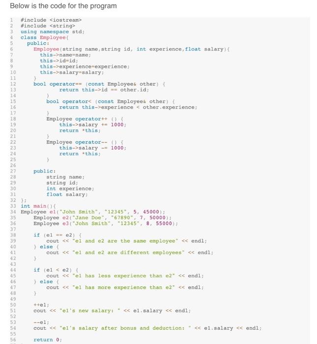 Solved Below is the code for the program | Chegg.com