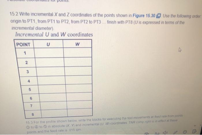 Solved 152 Write Incremental X And Z Coordinates Of The 2884