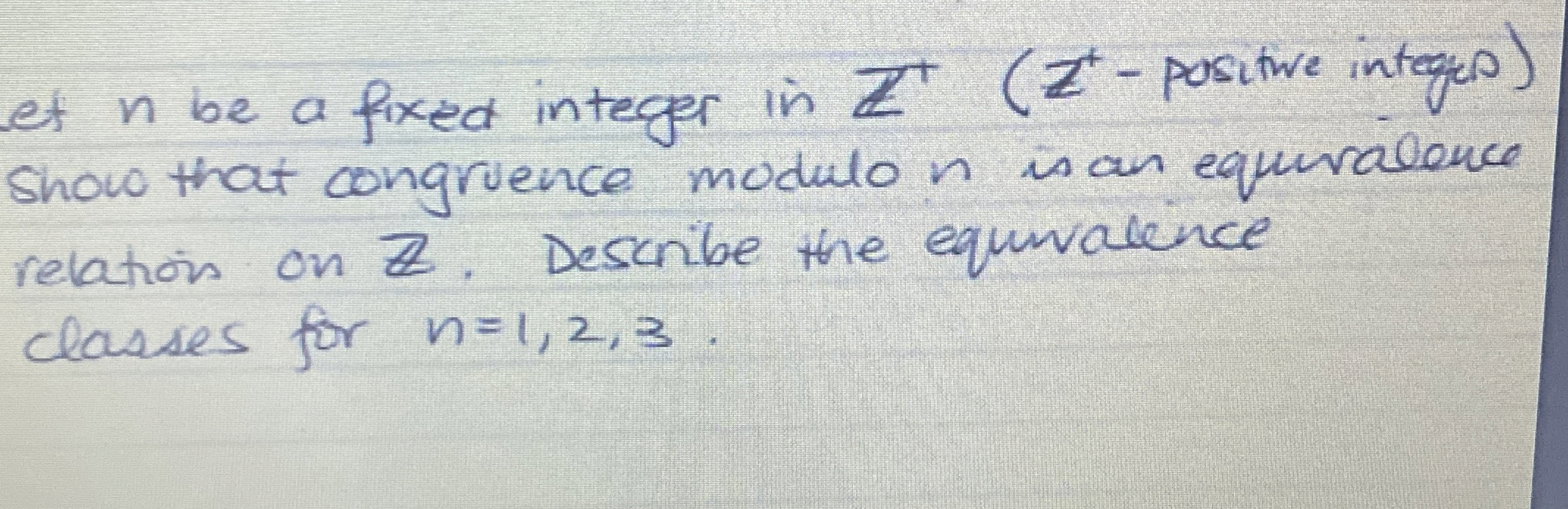 Solved Let n ﻿be a fixed integer in Z+( Z+-positive integep | Chegg.com