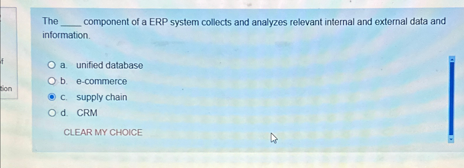 Solved The component of a ERP system collects and analyzes | Chegg.com