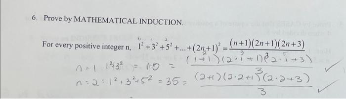 6. Prove by MATHEMATICAL INDUCTION. 5150 D 1 2 For | Chegg.com