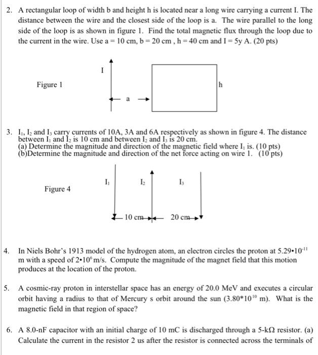 Solved 2. A rectangular loop of width b and height h is | Chegg.com
