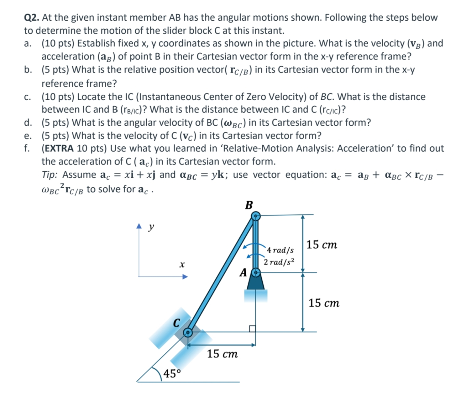 Solved Q2. ﻿At the given instant member AB ﻿has the angular | Chegg.com