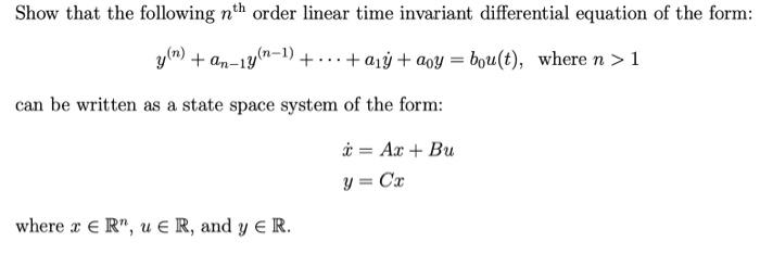 Solved Show that the following nth order linear time | Chegg.com