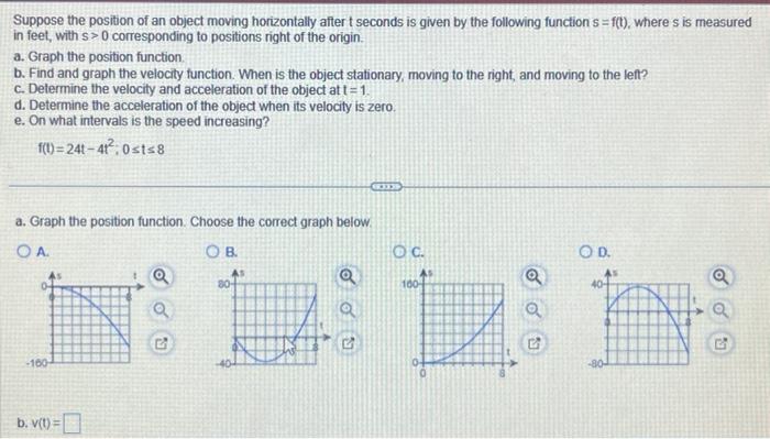 Solved Suppose the position of an object moving horizontally | Chegg.com